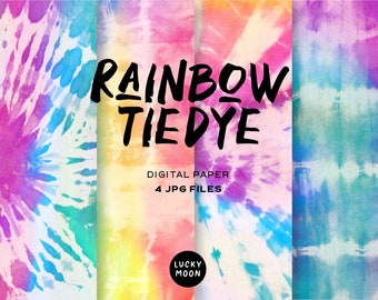 Rainbow Tie Dye Digital Scrapbook Printable Paper Digital - Etsy