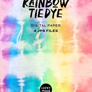 Tie Dye Digital Paper Colorful Rainbow Hippy Scrapbook Paper Boho ...