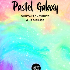 Pastel Rainbow Digital Paper Galaxy Watercolour Sparkle Rainbow Texture ...
