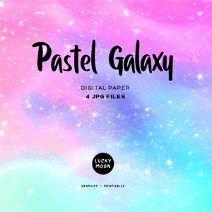 Pastel Rainbow Digital Paper Galaxy Watercolour Sparkle Rainbow Texture ...