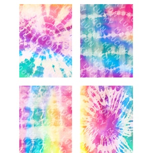 Tie Dye Digital Paper Colorful Rainbow Hippy Scrapbook Paper Boho ...