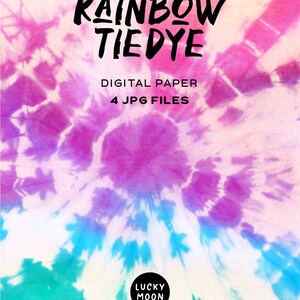 Tie Dye Digital Paper Colorful Rainbow Hippy Scrapbook Paper Boho ...