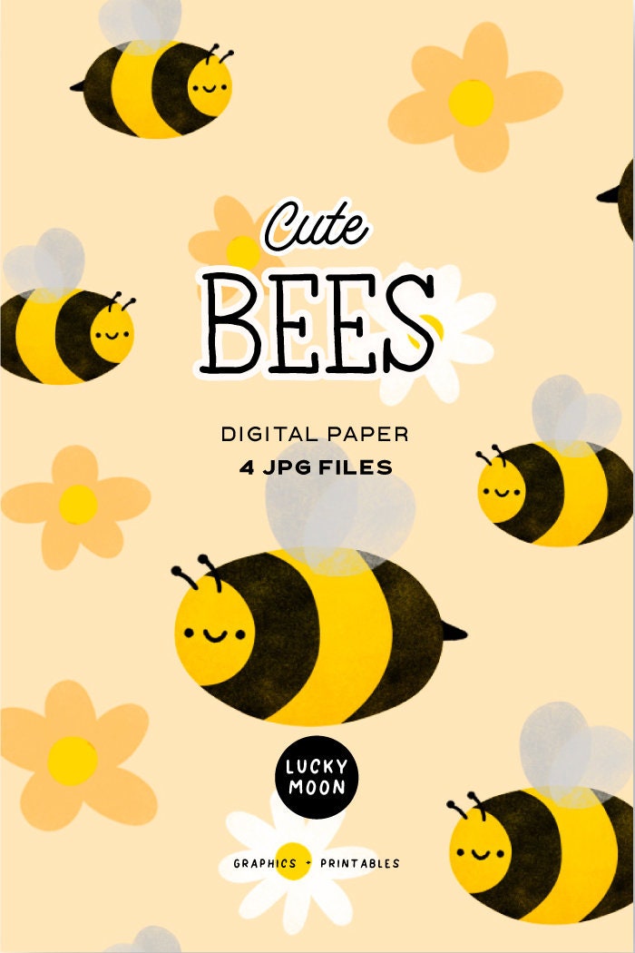 Bee Digital Paper Bee Pattern Sheet Scrapbook Papers Bumble - Etsy