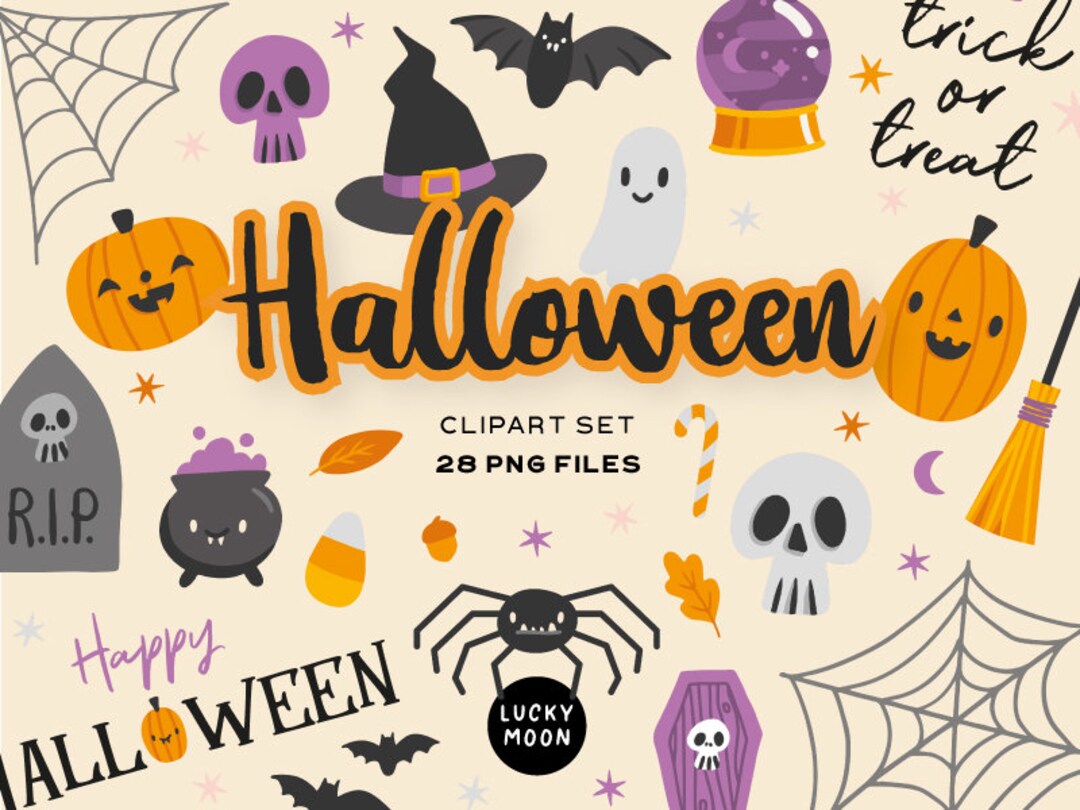 Halloween Clipart Cute Halloween Clip Art Pumpkin Ghost Spiders Web ...