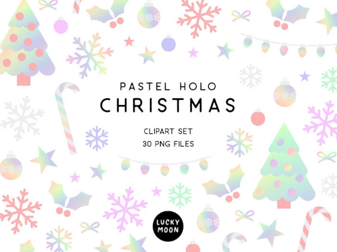 Pastel Christmas Clipart Pink Holiday Clip Art Cute Holo Illustrations ...