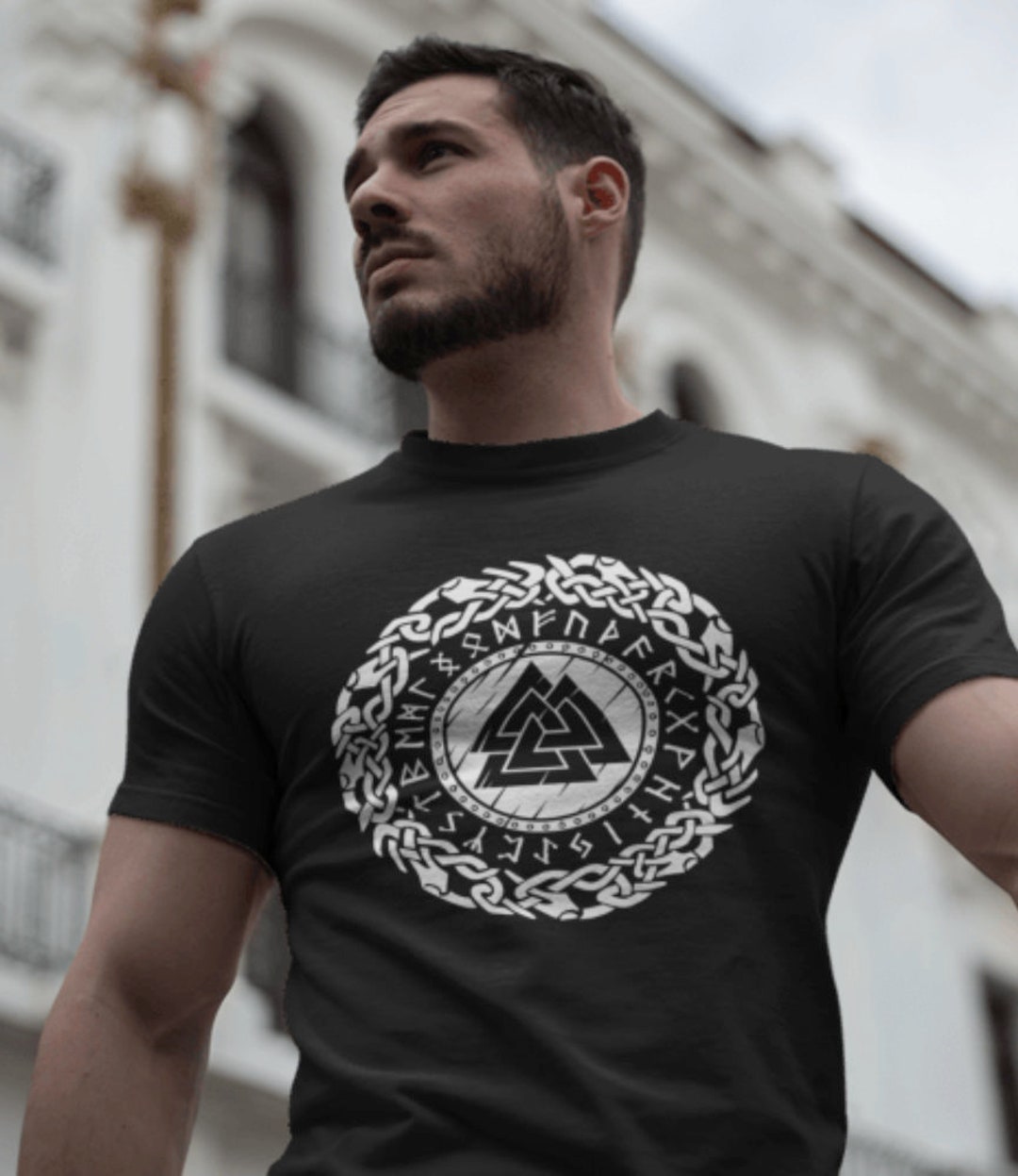 Viking T-shirt Valknut Men / Futhark Runes / Viking Symbol / Valknut ...