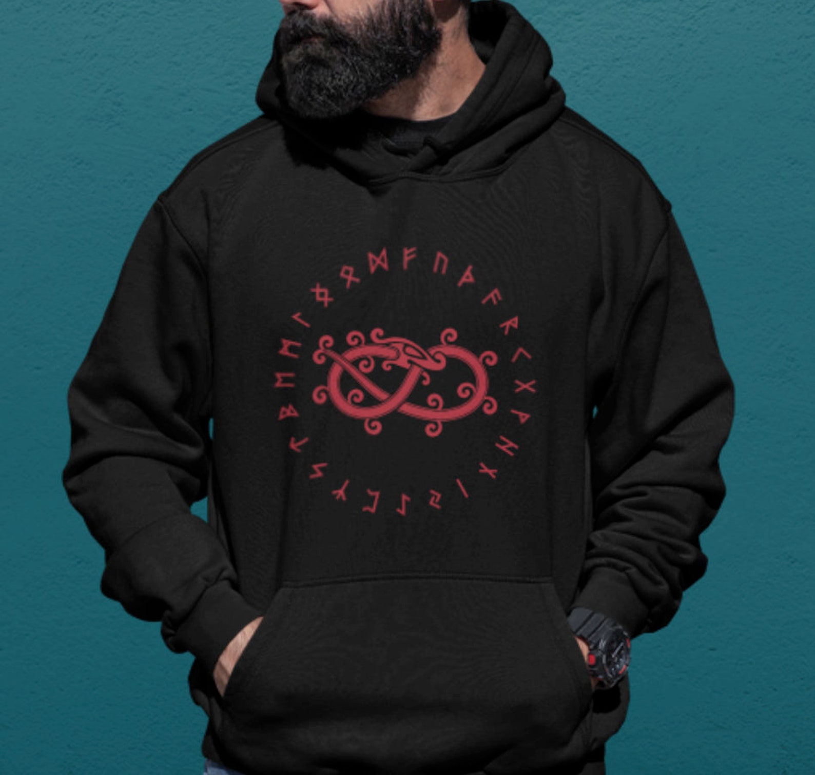 Viking Hoodie Norse Dragon / Men / Pagan Hoodie / FUTHARK - Etsy