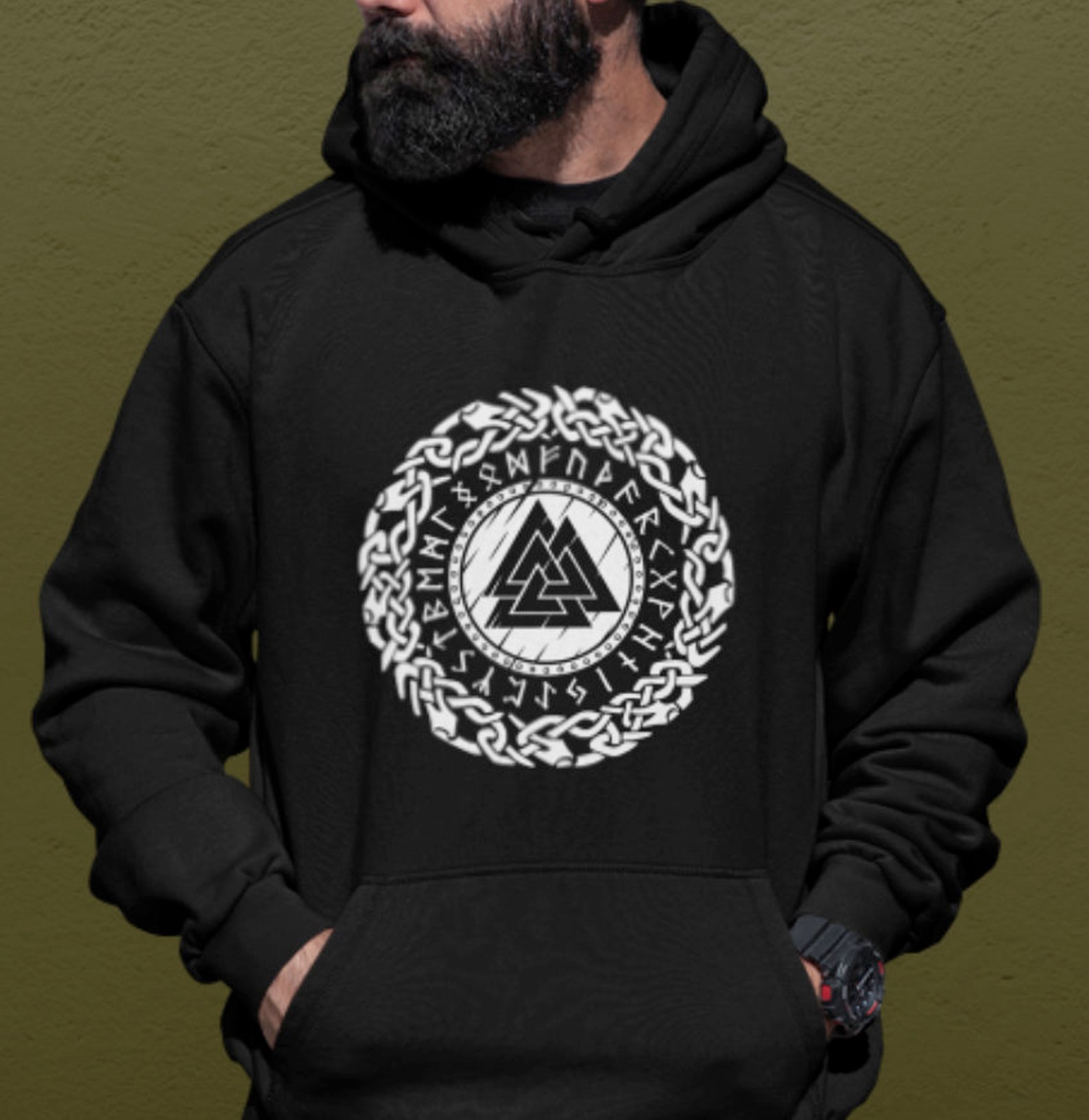 Viking Hoodie Valknut / Men / Odin / Norse Mythology / Pagan Hoodie ...