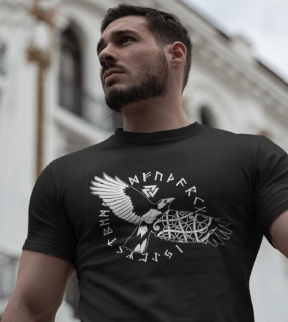 Camisa vikinga Cuervo / Hombres / Hugin & Munin / Viking | Etsy
