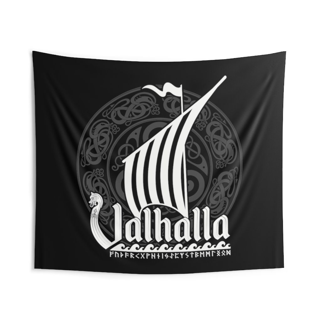 Viking Tapestry Valhalla Viking Ship Runes / Pagan - Etsy
