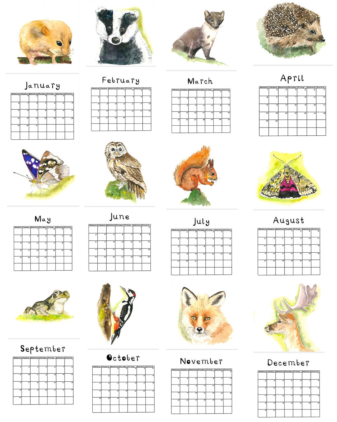 2024 Woodland Creature Calendar - Etsy UK