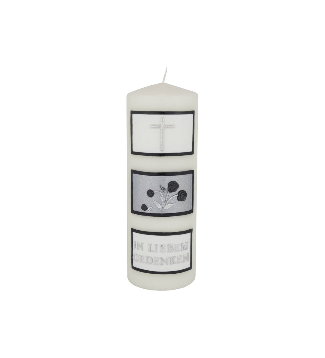 Simple Mourning Candle in Ivory in Loving Memory With Tiles, Silver ...