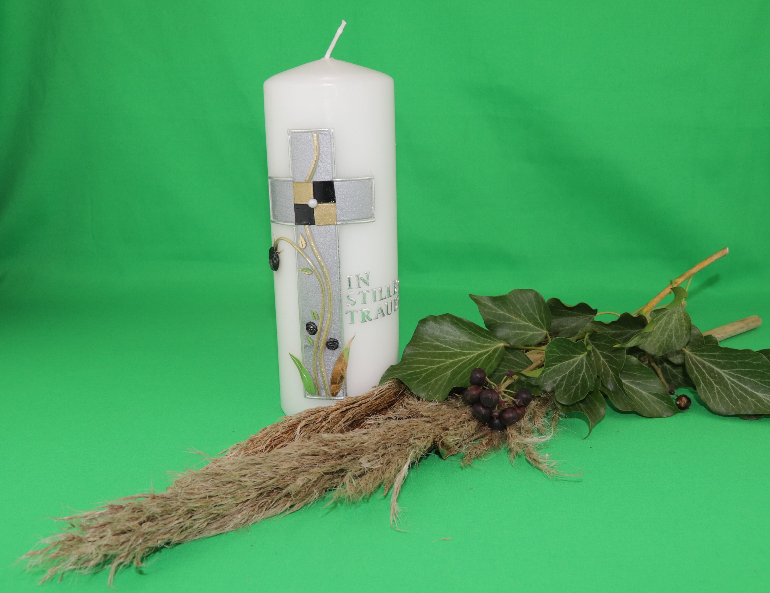 White Mourning Candle, Commemorative Candle in Silent Mourning, Large ...