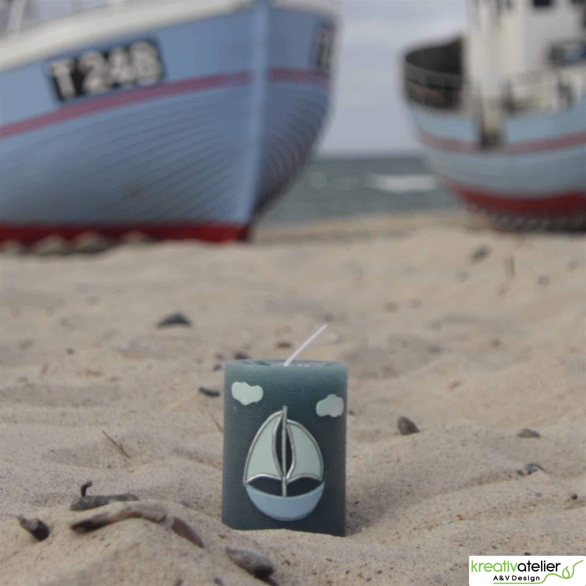 Maritime Candle With Sailing Ship in Azure Blue, Maritime Gift, Nautic ...