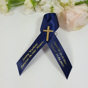 Personalised Funeral Ribbons. in Loving Memory Pre Shaped Satin Ribbon ...