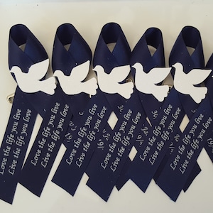 Ready to Wear Personalised Funeral Ribbons. Memorial Ribbons With White ...