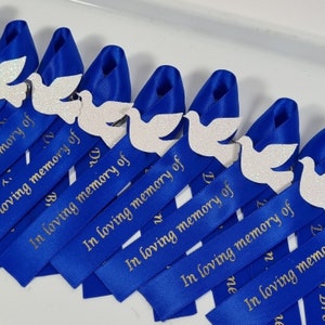 Ready to Wear Personalised Funeral Ribbons. Memorial Ribbons With White ...