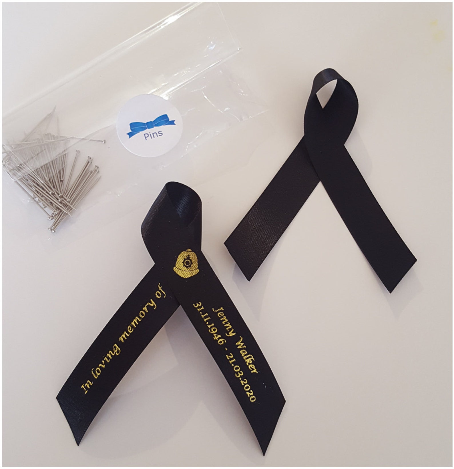 Personalised Funeral Ribbons. Police Memorial Ribbons. Satin | Etsy