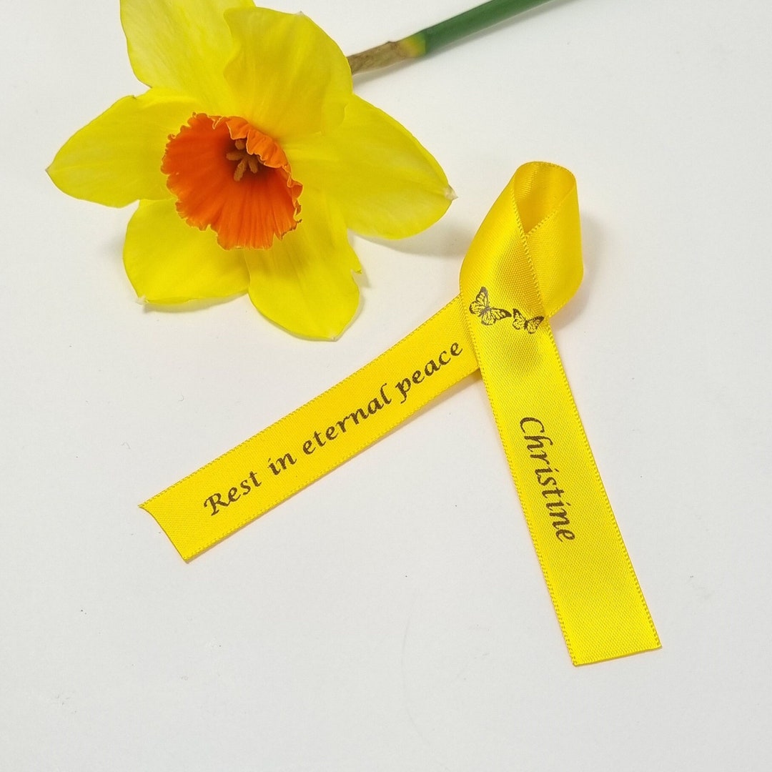 Personalised Funeral Favors. Ready Made Memorial Ribbons With Butterfly ...