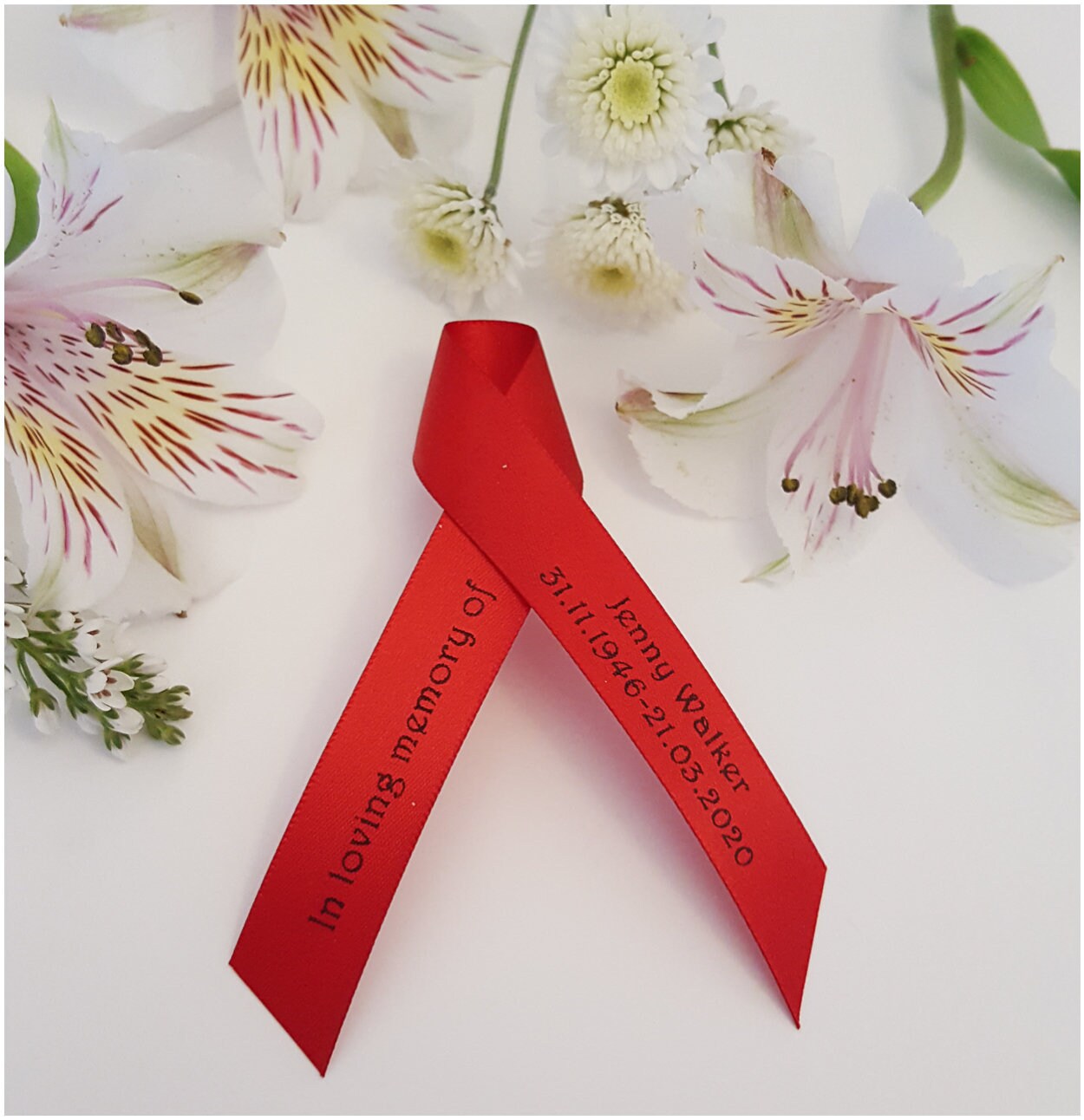 Any Colour Personalised Funeral Ribbons. Pre Shaped Satin - Etsy UK