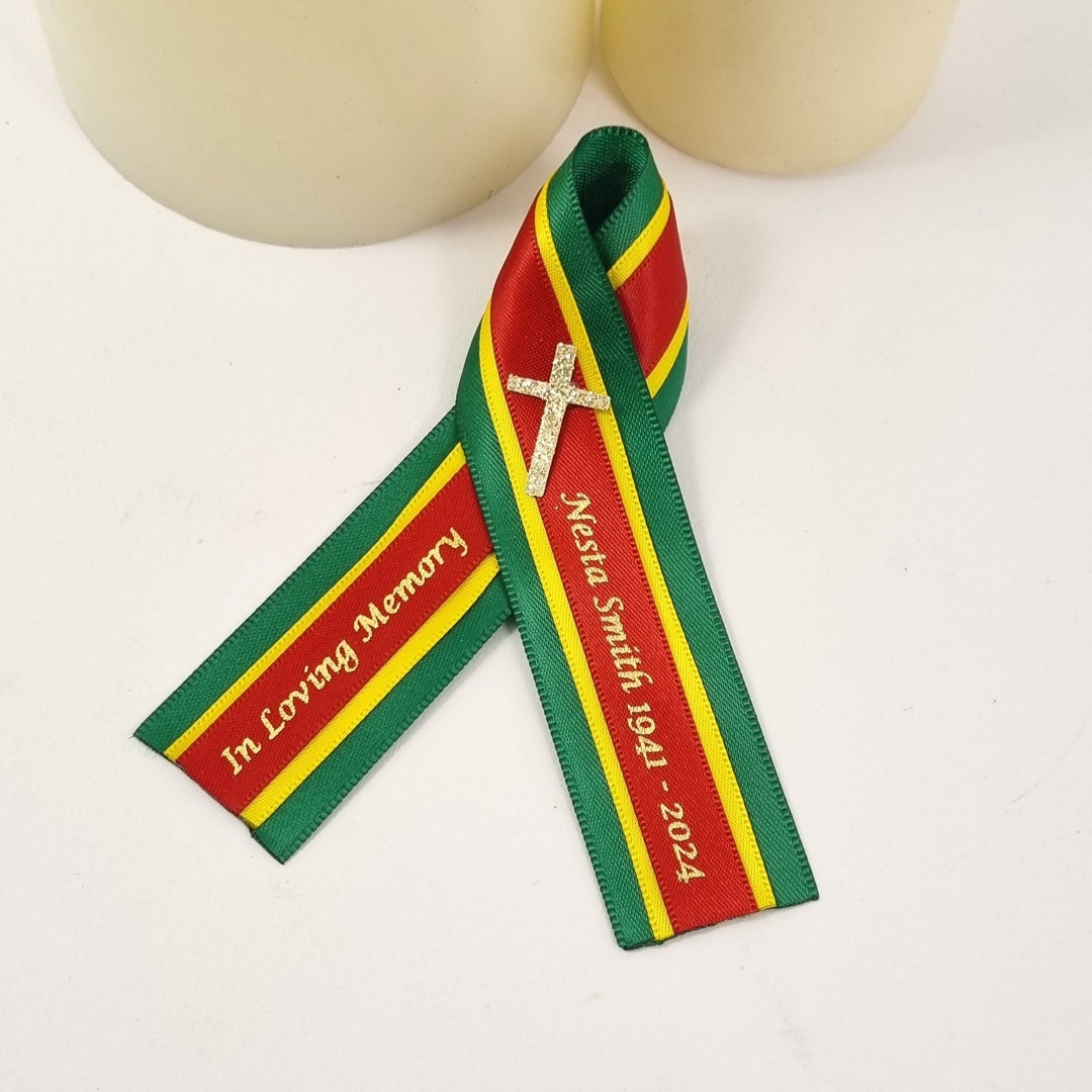 THREE Layer Personalised Ribbon Funeral Ribbons. Silhouette Memorial ...