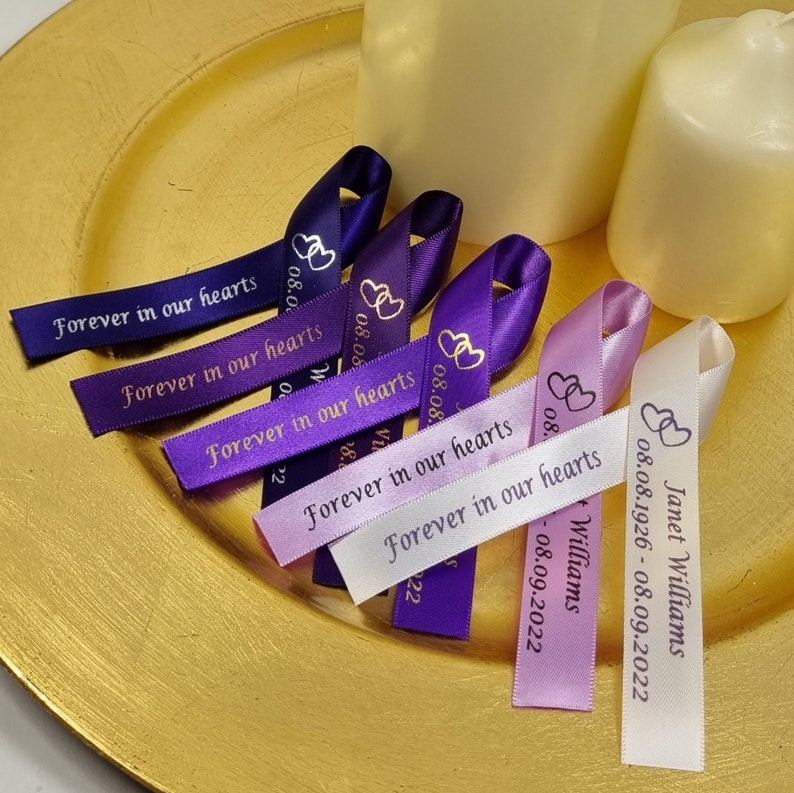 RIP Personalised Funeral Ribbons. Shaped Memorial Ribbons - Etsy UK