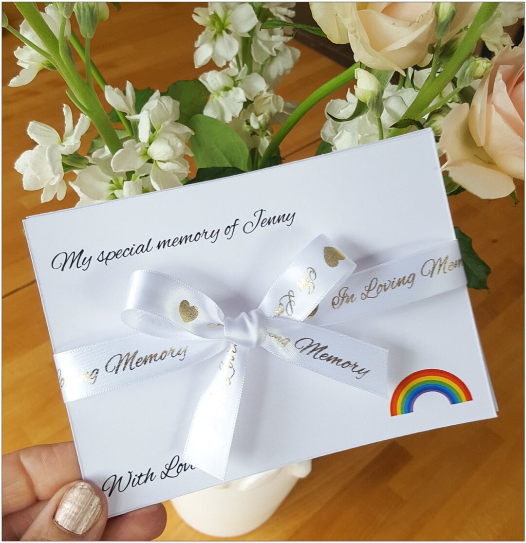 Personalised Rainbow Memorial Cards Pack, Tied With One in Loving ...