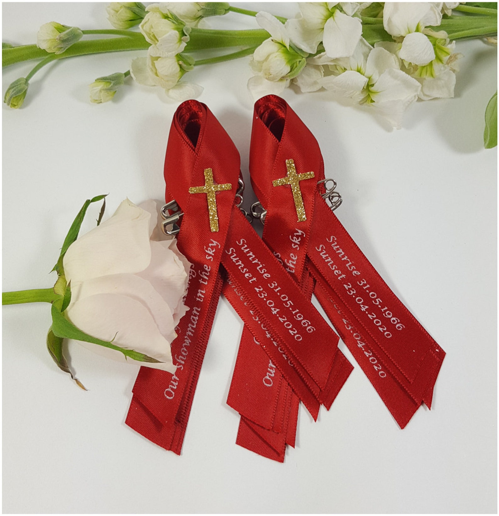 Personalised Funeral Ribbons. in Loving Memory Pre Shaped - Etsy UK