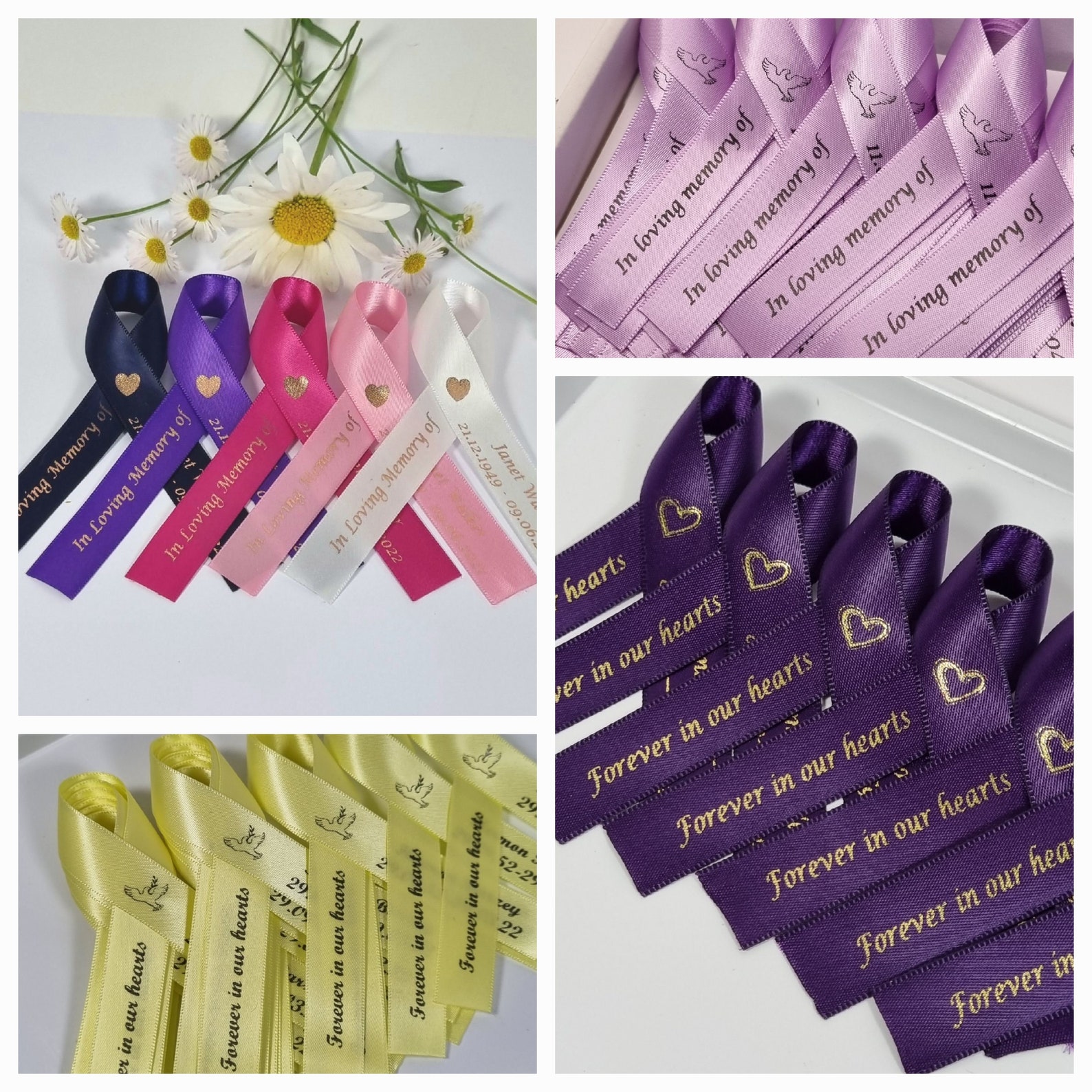 Personalised Funeral Ribbons. in Loving Memory Pre Shaped - Etsy UK