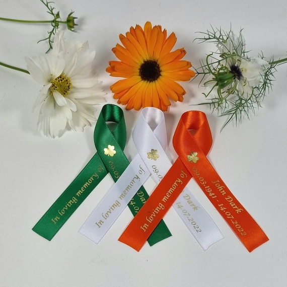 Personalised Shamrock Memorial Ribbons. Pre Shaped Satin - Etsy