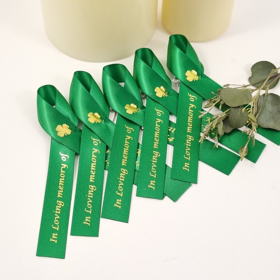 Personalised Shamrock Memorial Ribbons. Pre Shaped Satin Funeral Ribbon ...