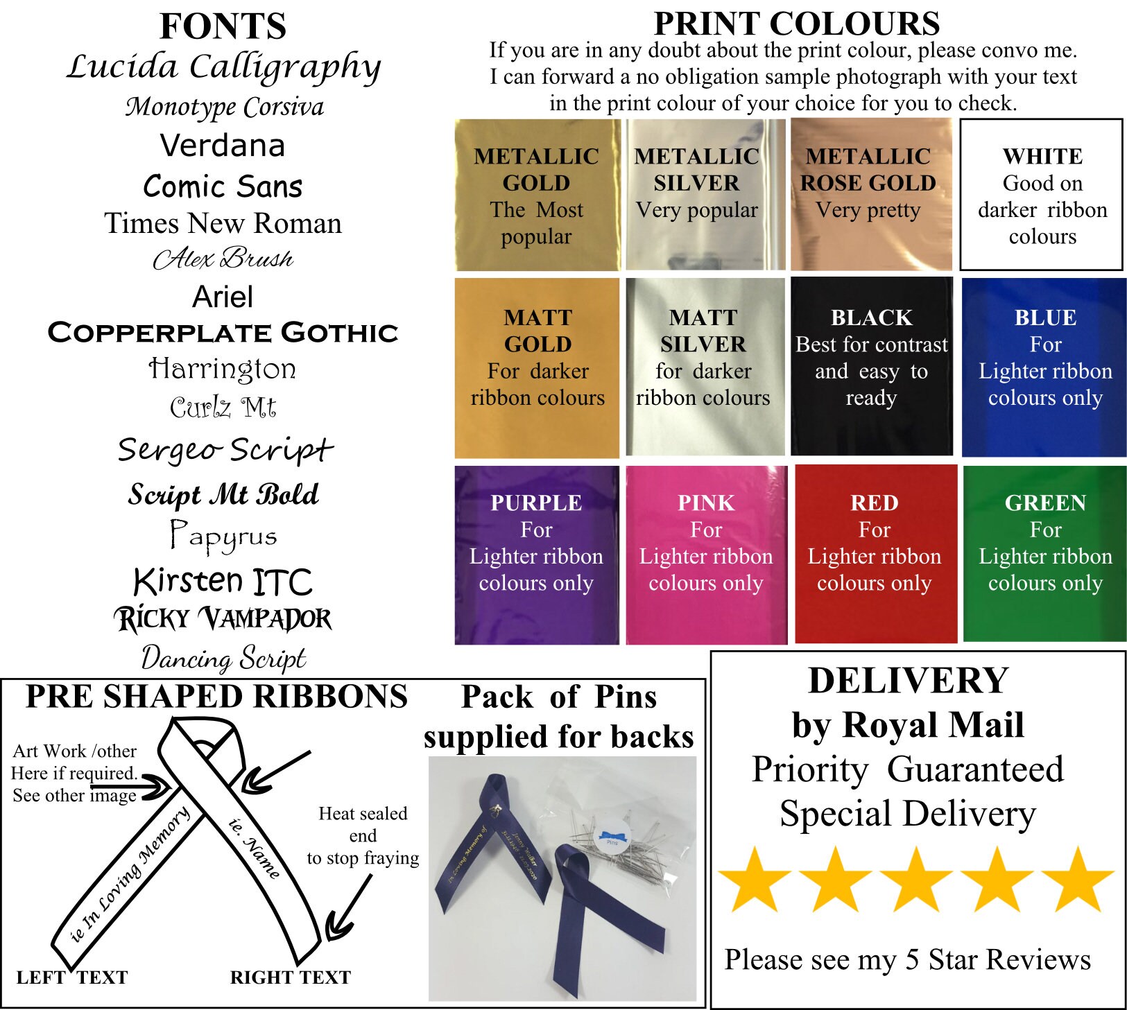 Any Colour Personalised Funeral Ribbons. in Loving Memory - Etsy UK