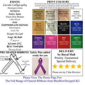 Any Colour Personalised Funeral Ribbons. Scottish Thistle Memorial ...