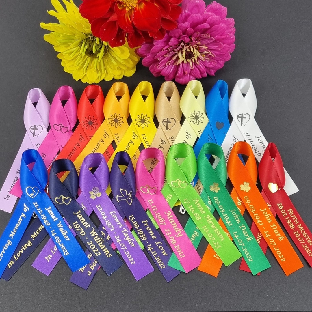 Personalised Funeral Favors. Memorial Ribbons for Funeral. Sympathy ...