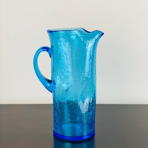 Vintage Blue Turquoise Colored 10” Large Crackle Art Glass Dimpled ...