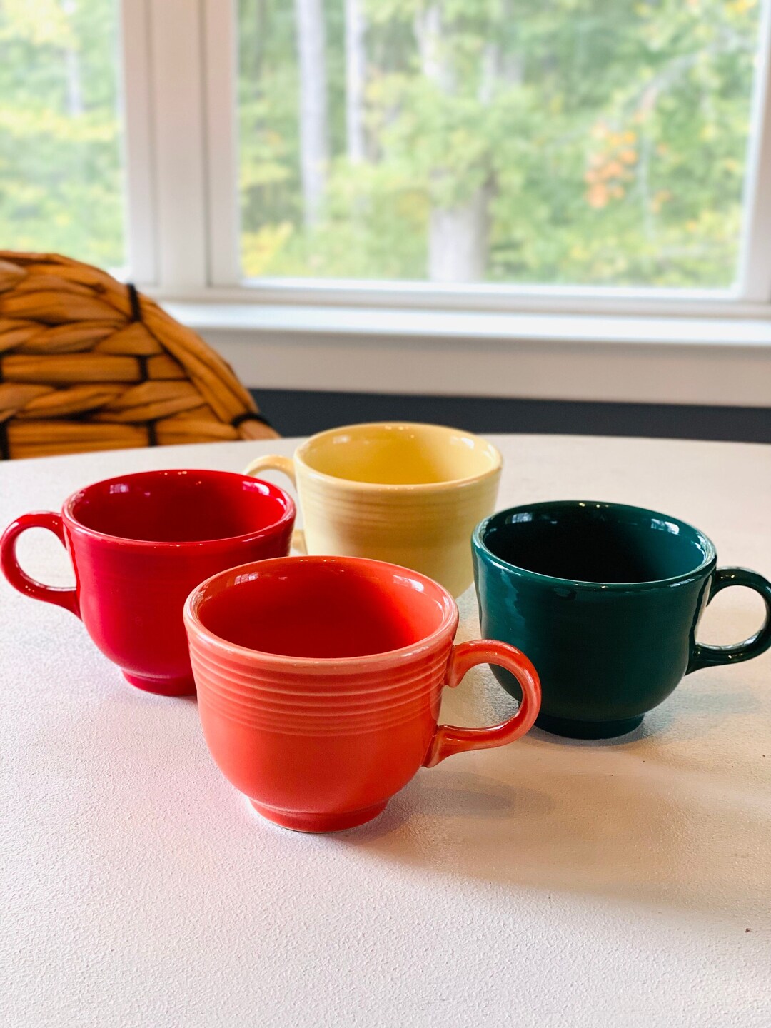 Set of 4 Fiestaware Vintage Coffee Tea Cups Mcm Kitchen Decor Green ...