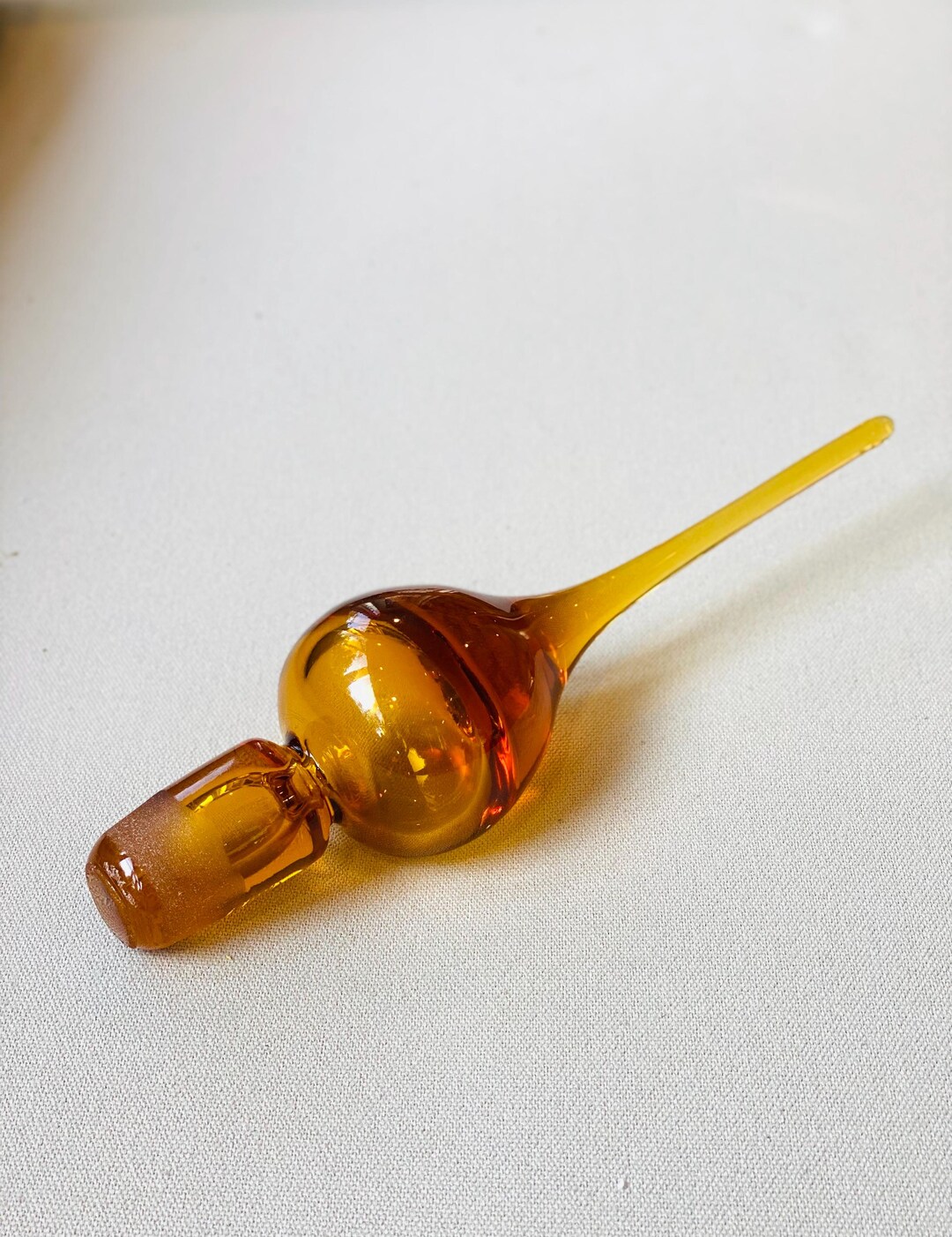 Vintage Amber Glass Decanter Stopper – MCM Rainbow Art, 9.5” - Etsy