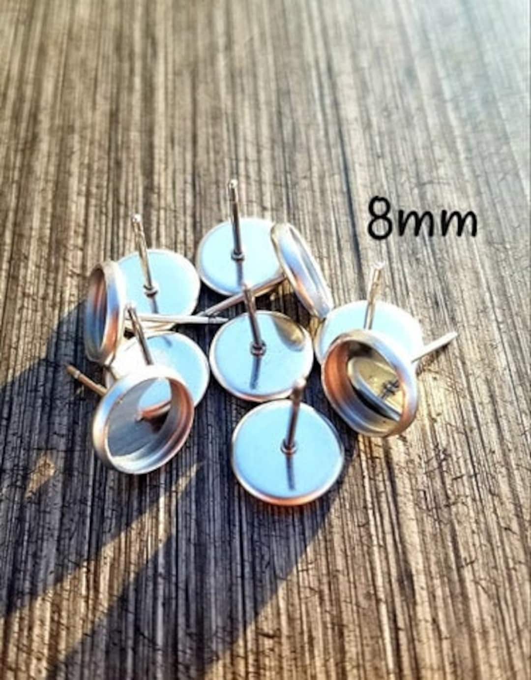 Stainless Steel Earring Setting | 10 Piece 8mm Earring Setting ...
