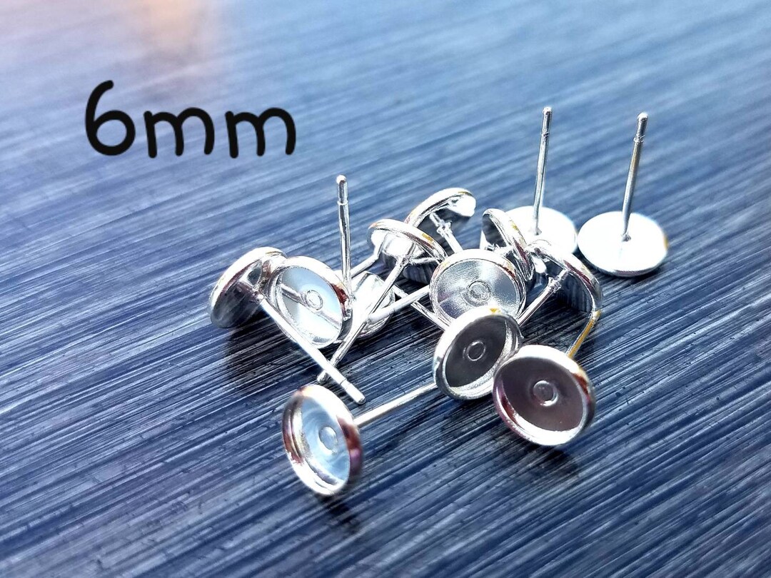 Silver Earring Setting | 10 Piece 6mm Earring Setting | Hypoallergenic ...