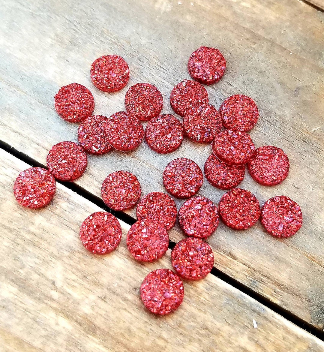 Red Glitter Druzy | 10 Piece Resin 6mm Druzy | Green Druzy | Fits 6mm ...