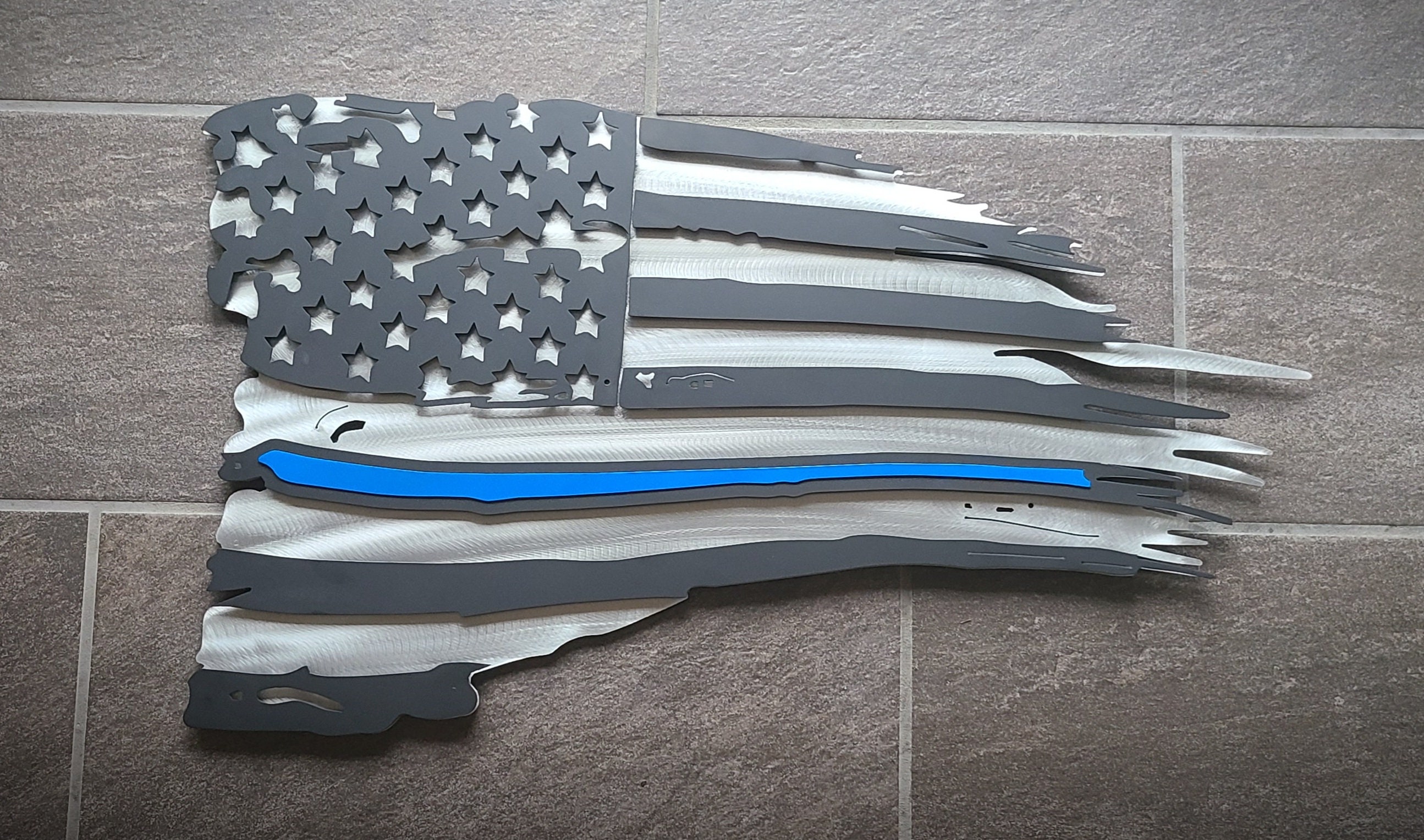 Thin Blue Line Tattered Flag - Etsy