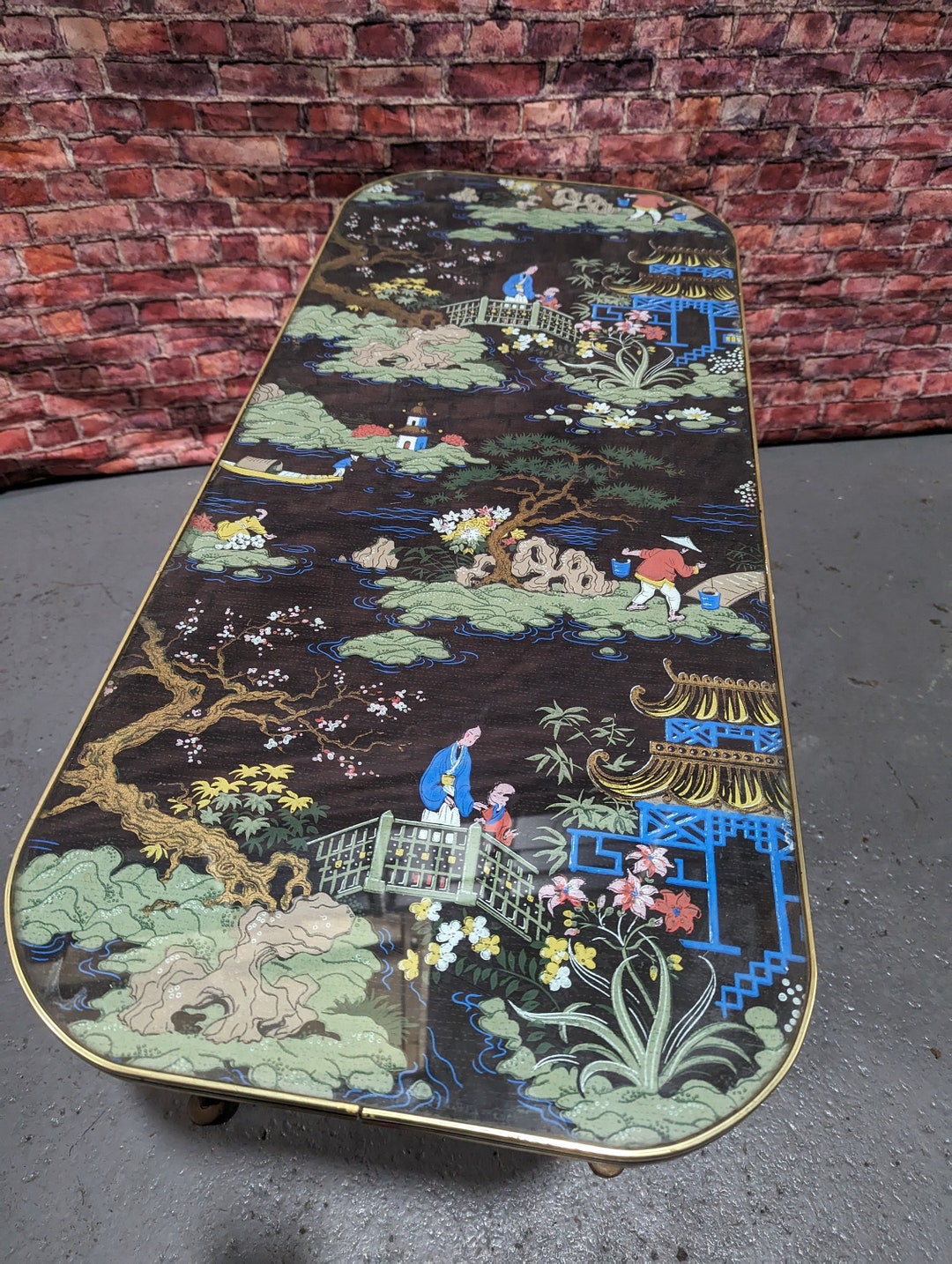 Oriental Chinese Style Glass Topped Chinoiserie Coffee Table - Etsy