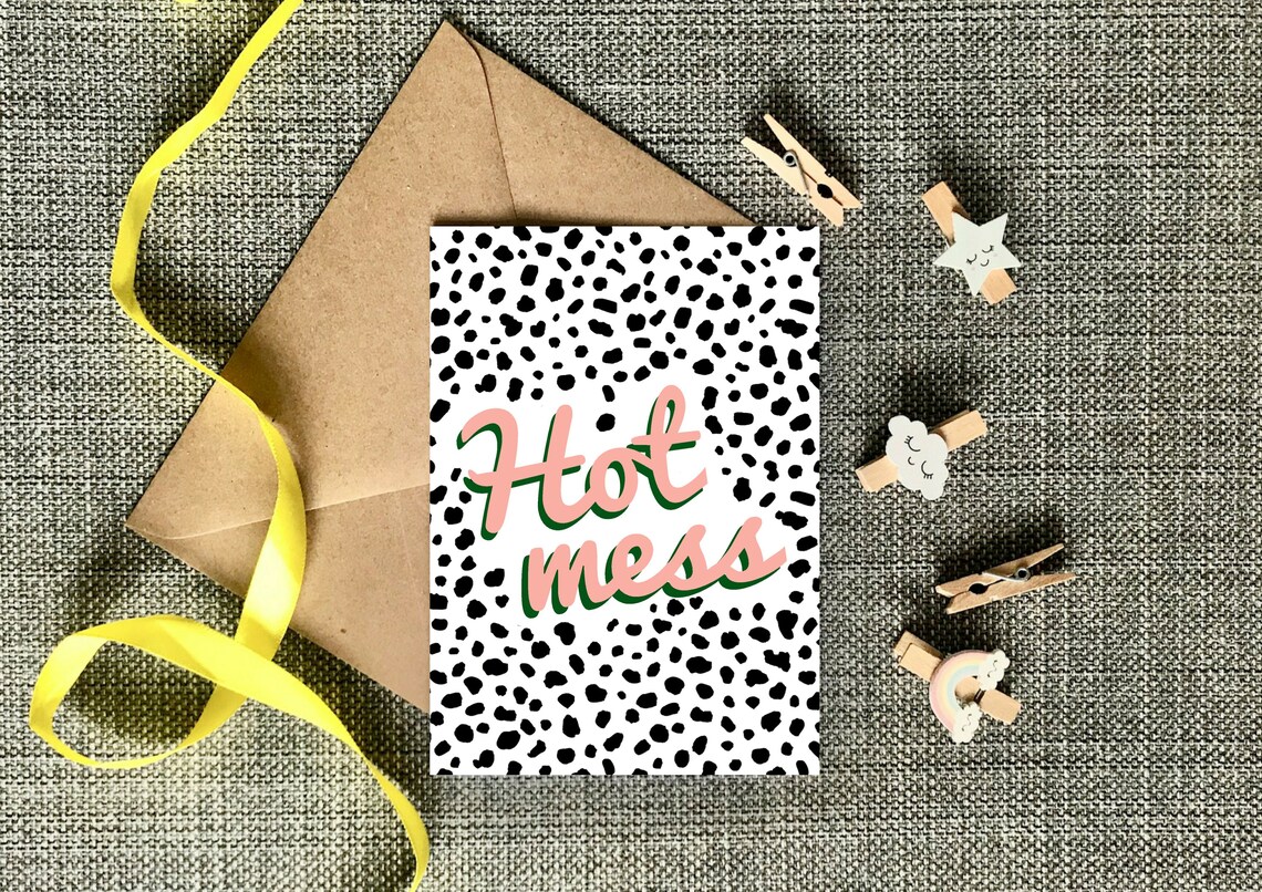 Hot Mess Greetings Card Recycled Card and Kraft Envelope - Etsy
