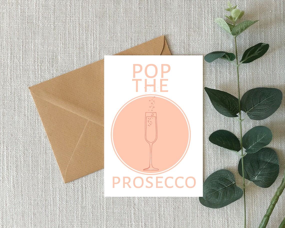 Hand-drawn prosecco and celebration message Original | Etsy