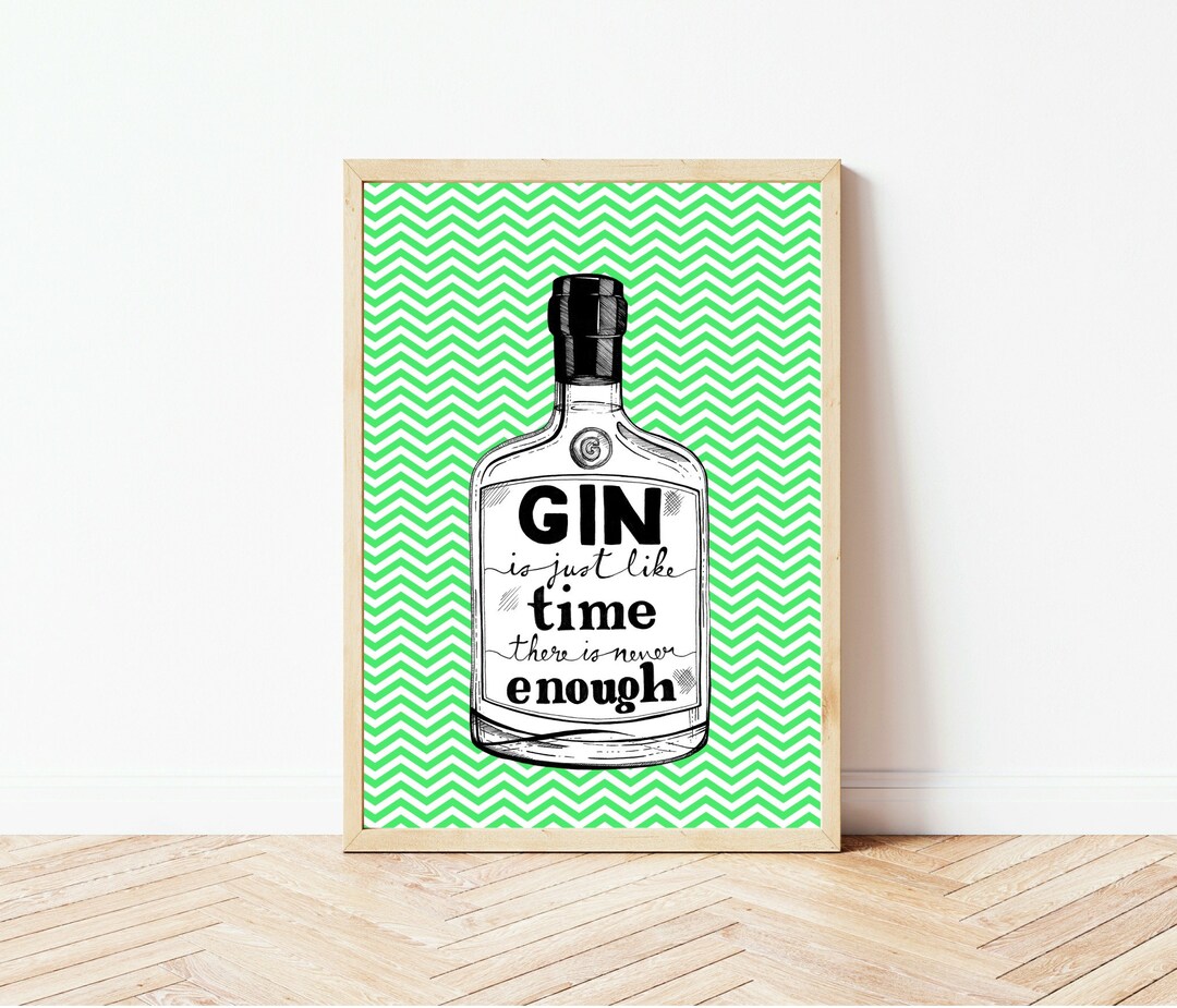 Gin Bottle With Saying gin is Like Time There is Never - Etsy