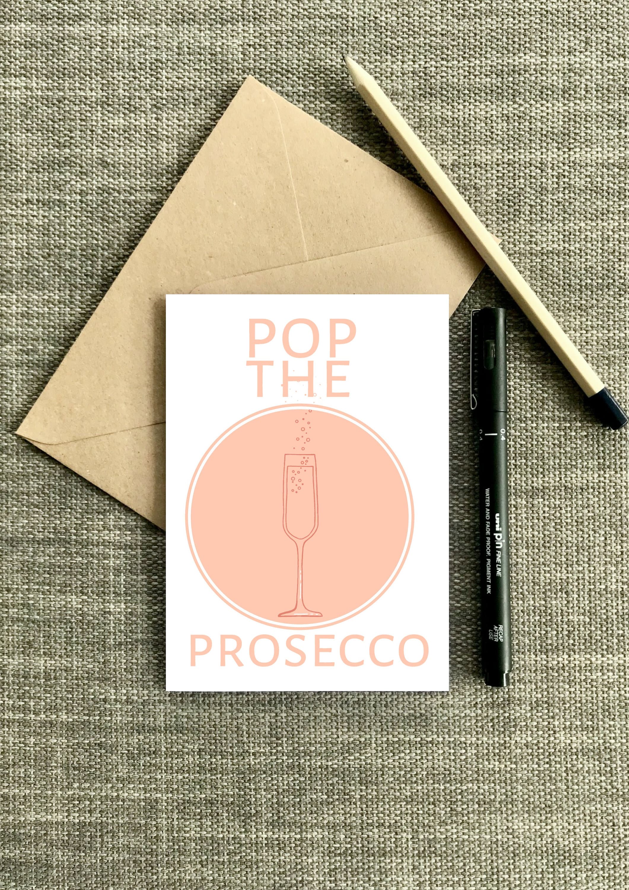 Hand-drawn Prosecco and Celebration Message Original Design - Etsy UK