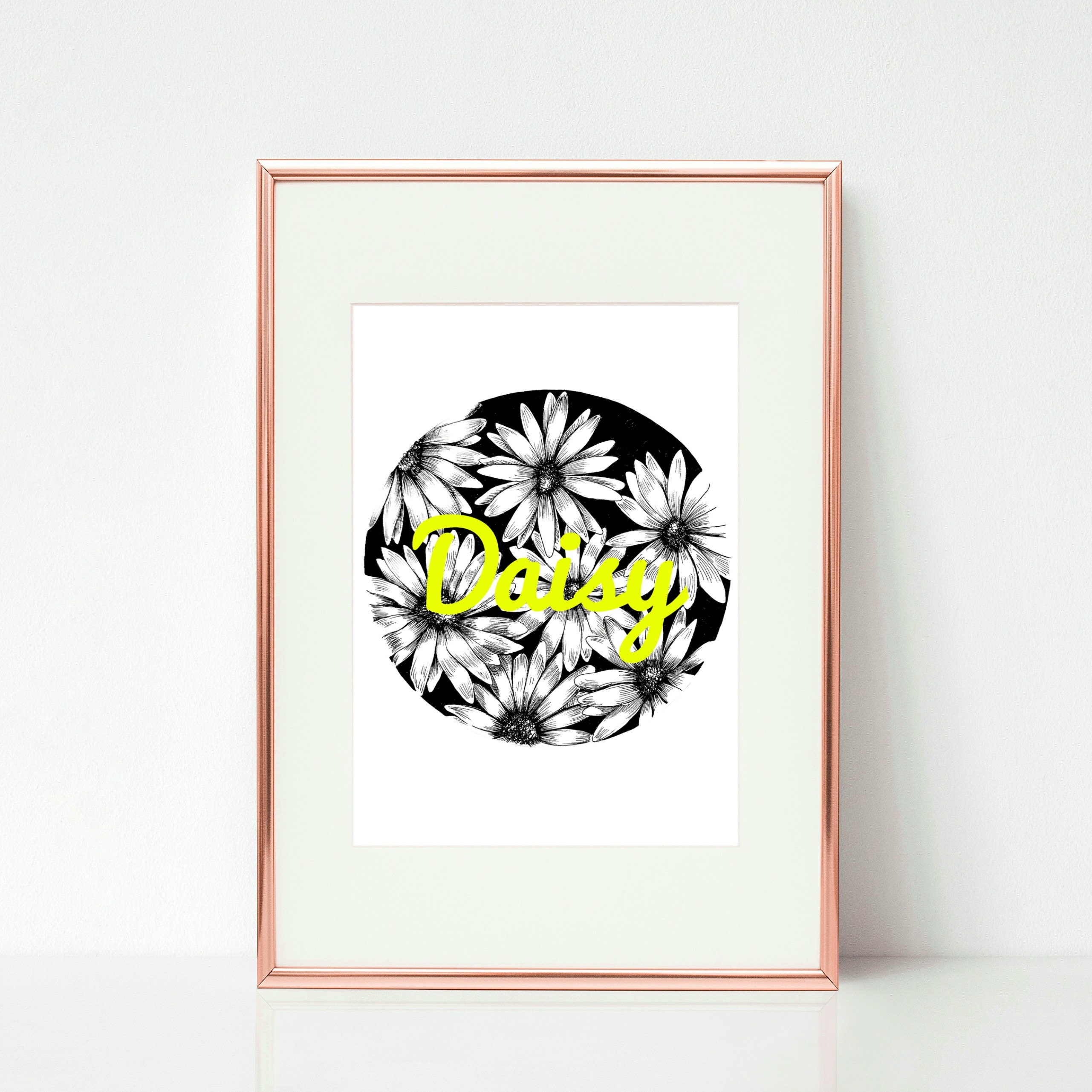 Hand-drawn Daisy Flower Fineliner Illustration Personalised - Etsy UK