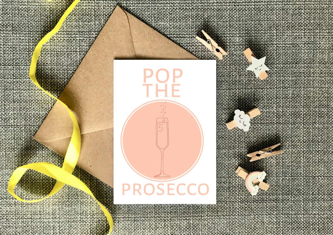 Hand-drawn Prosecco and Celebration Message Original Design - Etsy UK