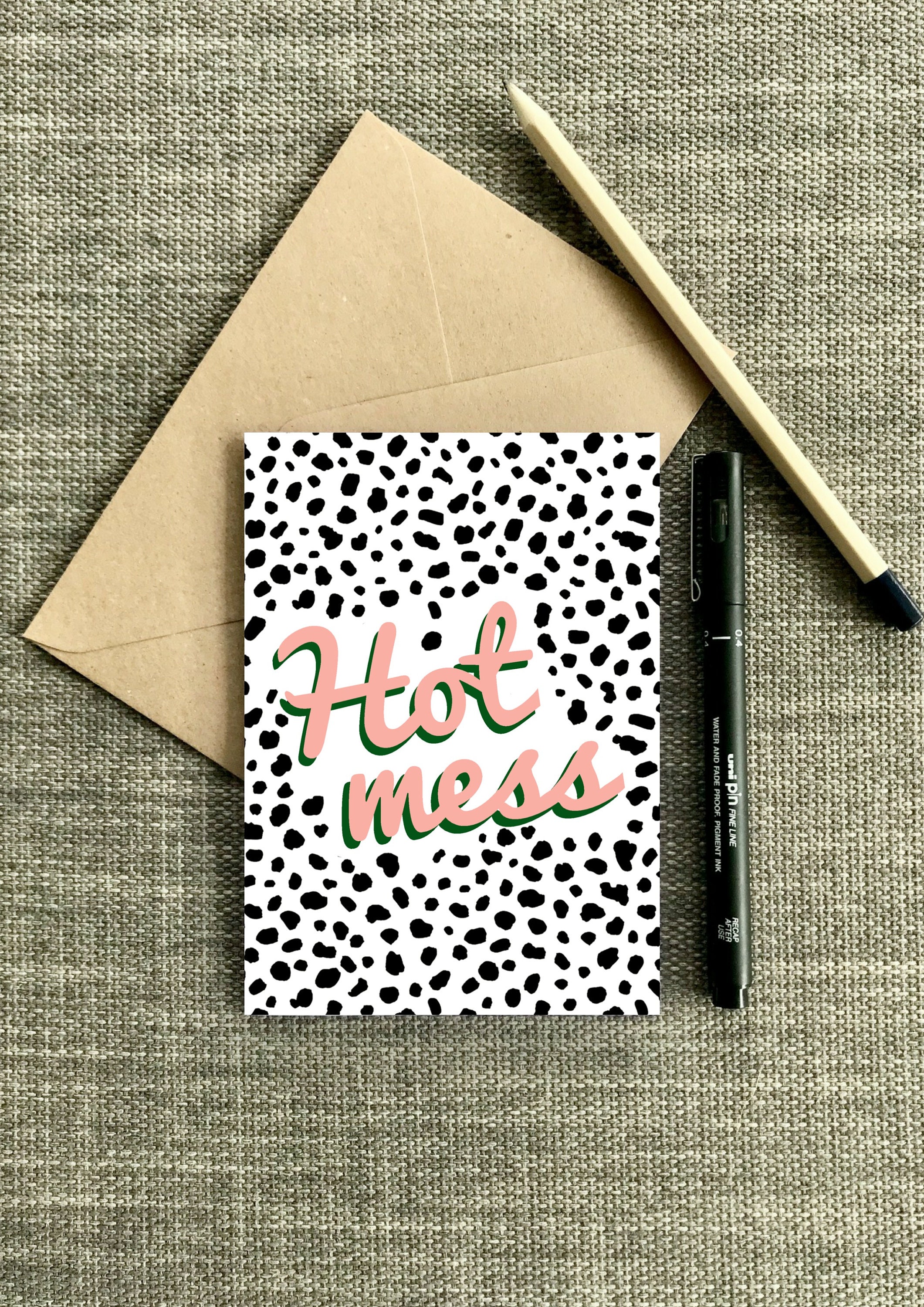 Hot Mess Greetings Card Recycled Card and Kraft Envelope - Etsy