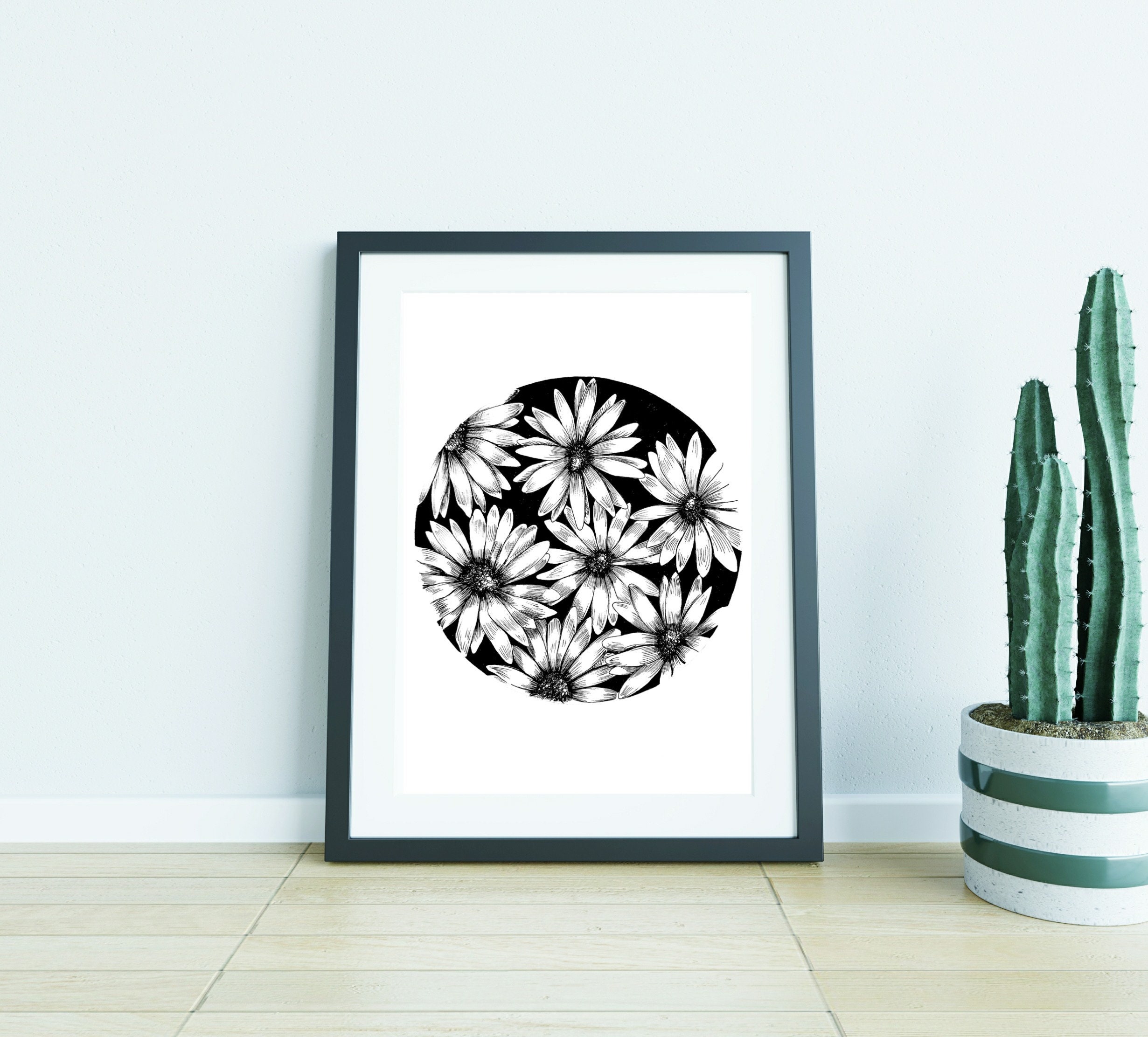 Hand-drawn Daisy Flower Fineliner Illustration Personalised - Etsy UK